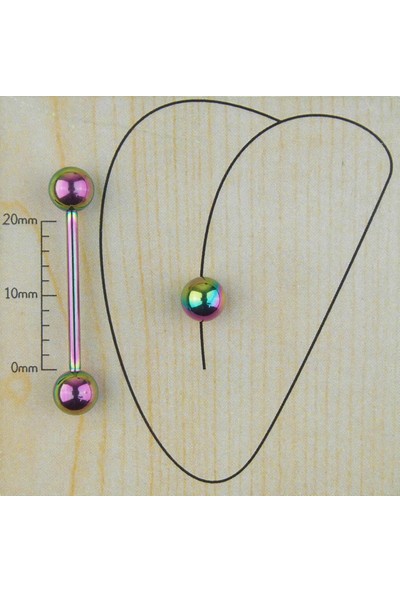 Takıdan Renkli Çelik Dil Piercing 22MM