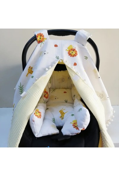 Baby Life Pikeli Muslin Kumaştan Puset Örtüsü ve Minderi Baby Life Pikeli Muslin Kumaştan Puset Örtüsü ve Minderi