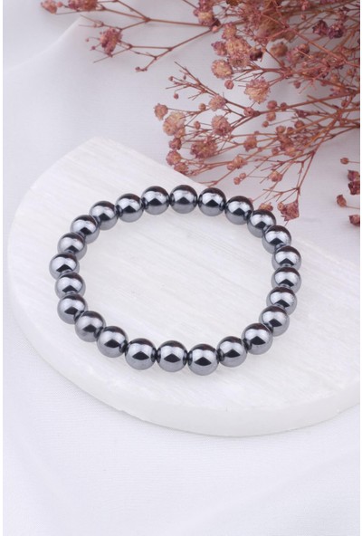 Dünya Doğal Taş 8 mm Terahertz Doğaltaş Bileklik - BL0051