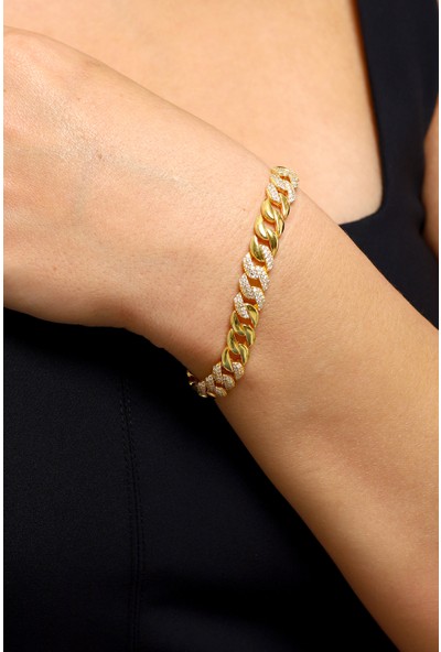 Hestia Silver Taşlı Modern 925 Ayar Zincir Örgü Gümüş Bileklik Hestia Silver Taşlı Modern 925 Ayar Zincir Örgü Gümüş Bileklik