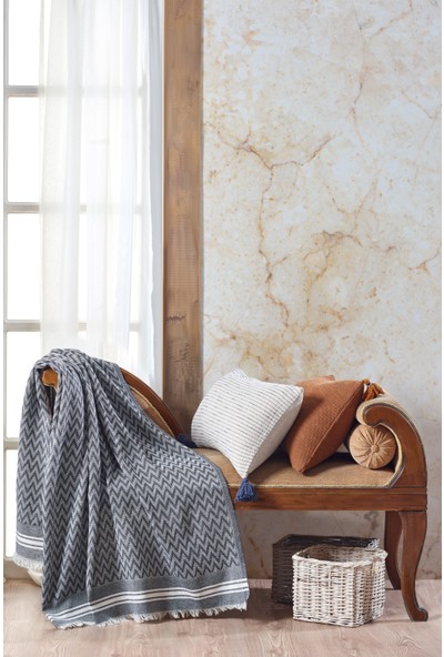 Fushia Trio Pamuklu Tv Battaniyesi | Diz Battaniyesi Antrasit