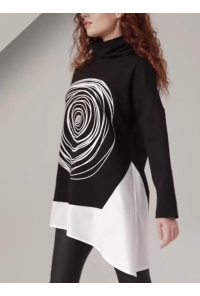 Lagom Çift Renkli Halka Modelli Uzun Kadın Sweatshirt Lagom Çift Renkli Halka Modelli Uzun Kadın Sweatshirt