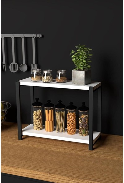 Ntnrcpro Metal Mutfak Tezgah Üstü Organizer 2 Yüksek Raflı Banyo Mutfak Düzenleyici Beyaz