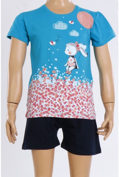 Nicoletta Yeşil Kız Çocuk Kısa Kollu Pijama Takımı