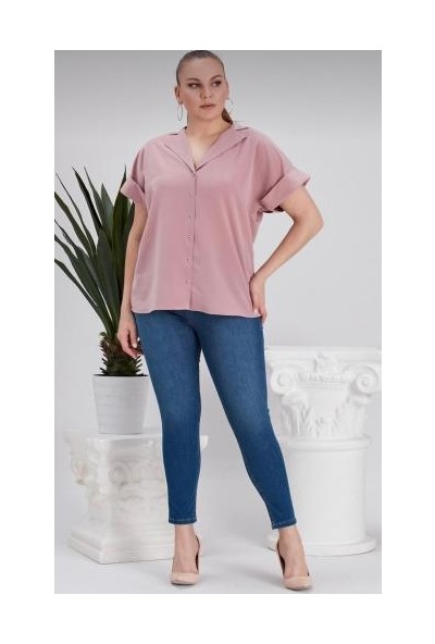 Miss Büyük Beden Çıtçıtlı Detaylı Bluz