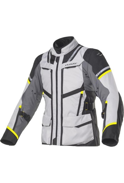 Clover Savana-3 Wp Korumalı Motosiklet Ceketi (Gri / Sarı)