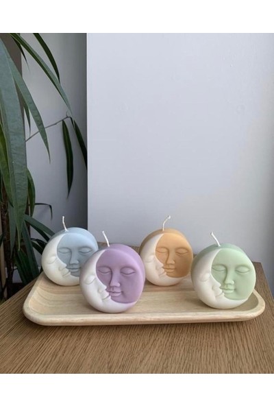 Sunshine Store Ay Güneş Şekilli Soya Wax 4'lü Mum Seti