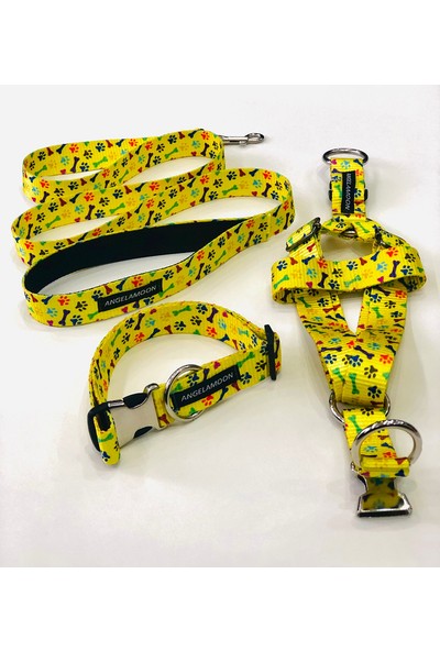 Angela Komple Tasma Seti Sarı Göğüs-Boyun-Gezdirme Kayışı Angela Komple Tasma Seti Sarı Göğüs-Boyun-Gezdirme Kayışı