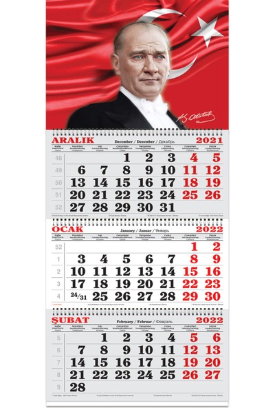 Keskin Color 3 Aylık Spiralli Denizci Takvim 2022 - Atatürk-1 Keskin Color 3 Aylık Spiralli Denizci Takvim 2022 - Atatürk-1