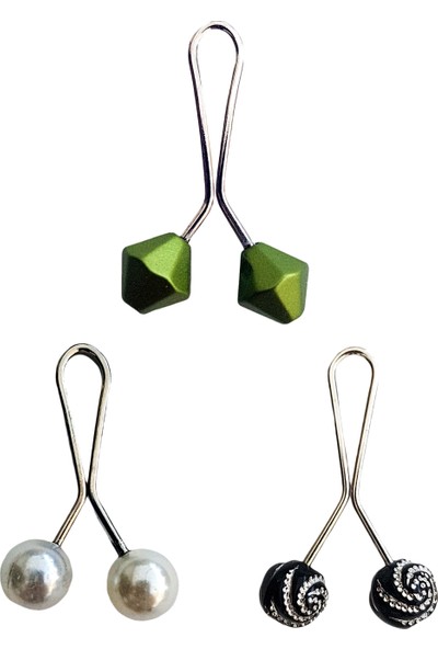 Mudanis 3 Adet Tesettür Eşarp ve Şal Klipsi Inci Beyaz Siyah Desenli Yeşil Mudanis 3 Adet Tesettür Eşarp ve Şal Klipsi Inci Beyaz Siyah Desenli Yeşil