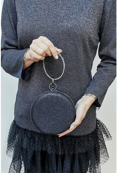 Nazart Kadın Siyah Abiye Clutch Portföy Kadın Gece Çantası