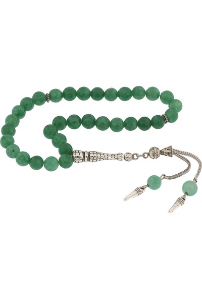 Gumush Doğaltaş Metal Püsküllü Yeşil Yeşim Taşı Tesbih Gumush Doğaltaş Metal Püsküllü Yeşil Yeşim Taşı Tesbih