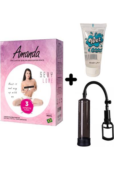 Pretty Love Amanda 3 Işlevli Şişme Bebek + Penis Vakum Pompası + Jel