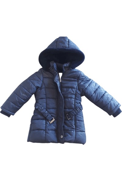 Trend All Butik Kız Çocuk Lacivert Kapüşonlu Uzun Mont