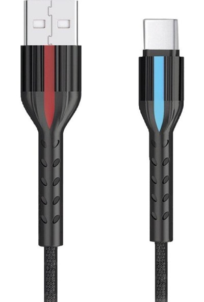 Kensa KC-180 1.0m 3.4A Ledli Hızlı Typ-C USB Örme Hasır Kablo Kensa KC-180 1.0m 3.4A Ledli Hızlı Typ-C USB Örme Hasır Kablo