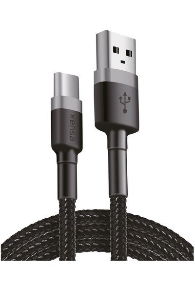 Kensa Kc-55 Type-C 1.2m Örme Hasır Kablo Siyah Kensa Kc-55 Type-C 1.2m Örme Hasır Kablo Siyah