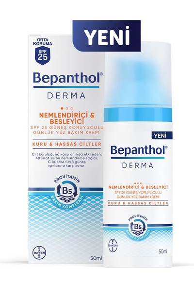 Bepanthol Derma Nemlendirici & Besleyici Spf 25 Güneş Koruyuculu Günlük Yüz Bakım Kremi 50 ml Bepanthol Derma Nemlendirici & Besleyici Spf 25 Güneş Koruyuculu Günlük Yüz Bakım Kremi 50 ml