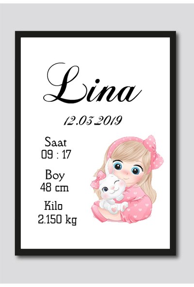 Lina 20 x 25 Cm Ahşap Bebek Doğum Panosu Lina 20 x 25 Cm Ahşap Bebek Doğum Panosu