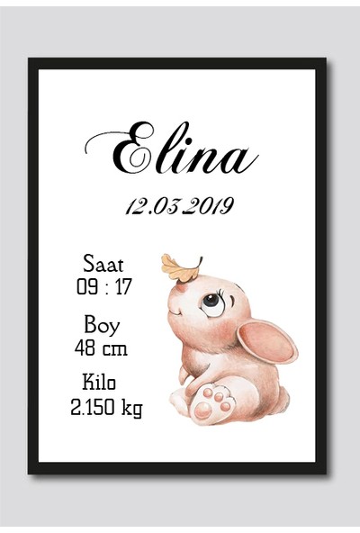 Lina 20 x 25 Cm Ahşap Bebek Doğum Panosu Lina 20 x 25 Cm Ahşap Bebek Doğum Panosu