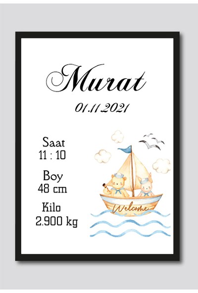 Lina 20 x 25 Cm Ahşap Bebek Doğum Panosu Lina 20 x 25 Cm Ahşap Bebek Doğum Panosu