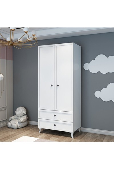 Afilli Diana 2 Kapaklı Gardrop Gri Tamamı Mdflam