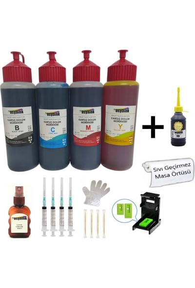 Asyaink Bitmeyen Kartuş Uyumlu Muadil Mürekkep Seti 4X500 ml Asyaink Bitmeyen Kartuş Uyumlu Muadil Mürekkep Seti 4X500 ml