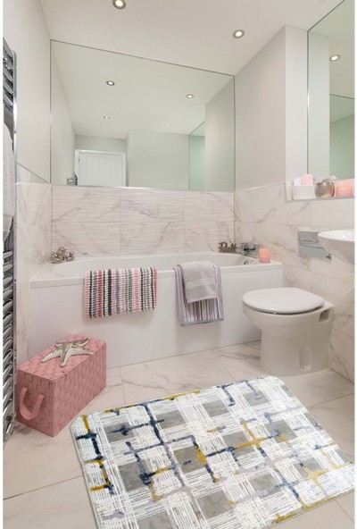 Pandora Halı Yumuşak Dokulu Akrilik Yıkanabilir Banyo Paspas Halısı (70X100) - Desen5 Pandora Halı Yumuşak Dokulu Akrilik Yıkanabilir Banyo Paspas Halısı (70X100) - Desen5