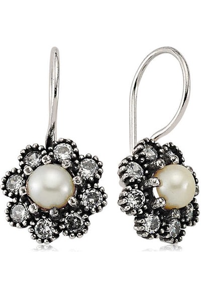 Silver Gümüş Çiçek Inci Küpe Silver Gümüş Çiçek Inci Küpe
