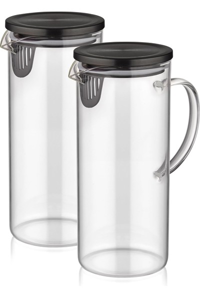 The Mia Borosilikat Cam Sürahi 2'li Set 1300 cc. Siyah The Mia Borosilikat Cam Sürahi 2'li Set 1300 cc. Siyah