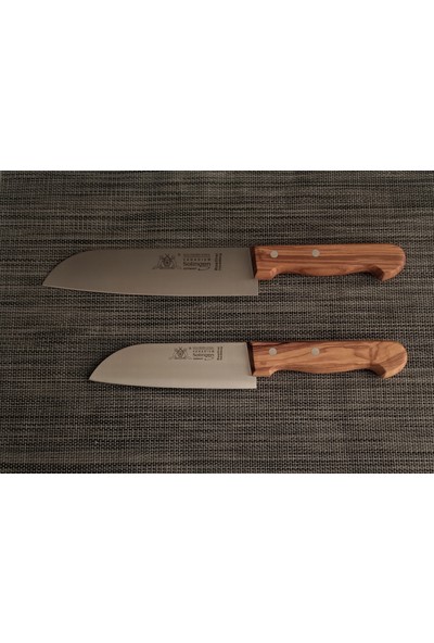 Solingen Zeytin Saplı Profesyonel Santoku Bıçağı 2'li 15/20 cm.