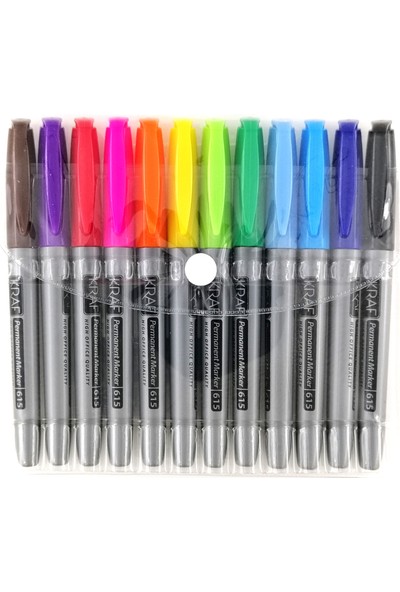 Kraf Permanent Marker 12 Renk N:615G Kraf Permanent Marker 12 Renk N:615G