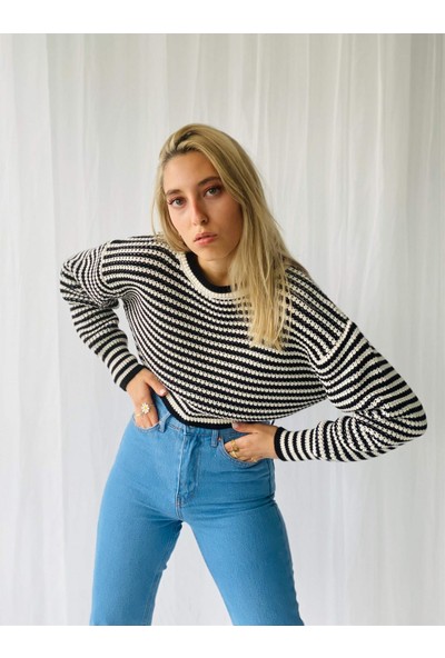 Retrobird Çizgili Crop Kazak Kadın Çok Renkli Retrobird Çizgili Crop Kazak Kadın Çok Renkli