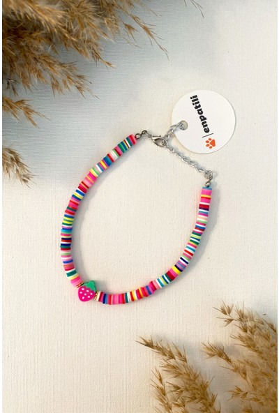 Enpatili Köpek Tasması Köpek Kolyesi Çilek Detaylı Ayarlanabilir Renkli