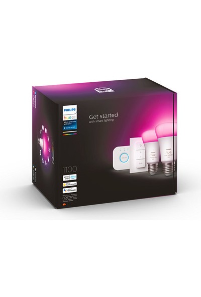 Philips Hue 9-75W Renkli Akıllı Başlangıç Seti 2'li Kumandalı E27 Bluetooth Özellikli