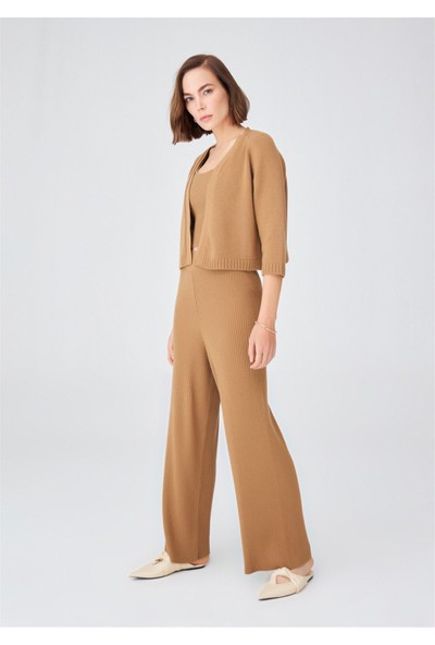 Peraluna Kısa Kaşmir Karışım Kadın Triko Bolero Camel Melanj Peraluna Kısa Kaşmir Karışım Kadın Triko Bolero Camel Melanj