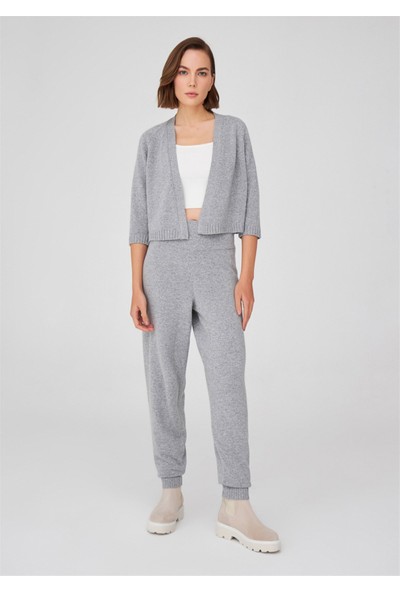 Peraluna Kısa Kaşmir Karışım Kadın Triko Bolero Gri Melanj Peraluna Kısa Kaşmir Karışım Kadın Triko Bolero Gri Melanj