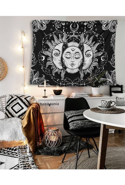Hobimania Duvar Örtüsü Tapestry Güneş ve Ay Duvar Örtüsü 70X100 cm Sun And Moon Duvar Dekorasyon Moda