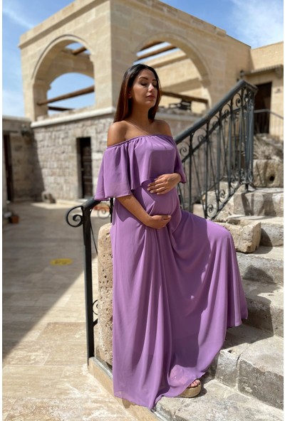 Macfly Uzun Şifon Çekim Elbisesi