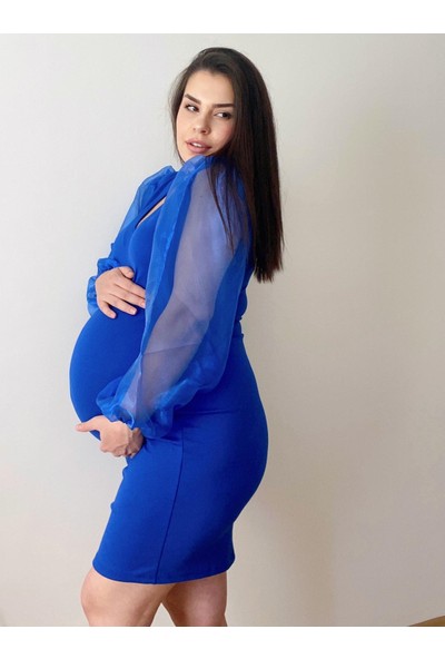 Macfly Balon Kol V Yaka Rahat Kalıp Elbise