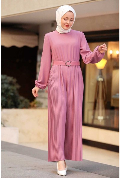 Neva Style - Kemerli Gül Kurusu Tesettür Tulum 33840GK Neva Style - Kemerli Gül Kurusu Tesettür Tulum 33840GK