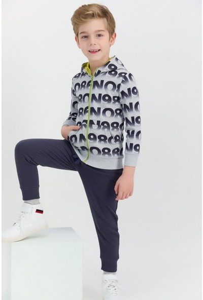 Rolypoly Petrol Mavisi Erkek Çocuk Fermuarlı Eşofman Takımı