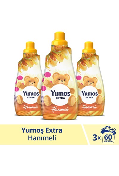 Yumoş Extra Konsantre Çamaşır Yumuşatıcısı Hanımeli 1440 ml 60 Yıkama X3 Adet Yumoş Extra Konsantre Çamaşır Yumuşatıcısı Hanımeli 1440 ml 60 Yıkama X3 Adet