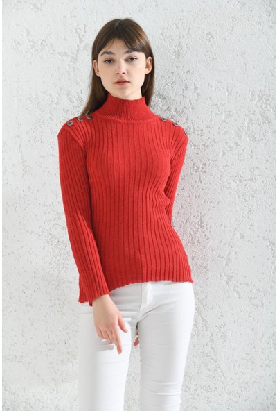Rodi Kadın Omuz Düz Düğmeli Balıkçı Yaka Triko RD22KB374461