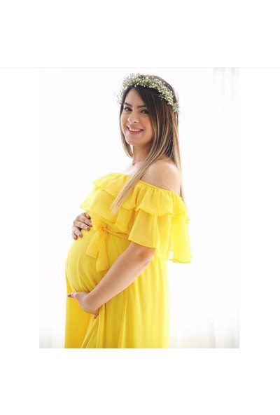 Macfly Carmen Yaka Fırfır Elbise