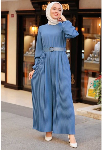 Neva Style - Kemerli Indigo Mavisi Tesettür Tulum 33840IM Neva Style - Kemerli Indigo Mavisi Tesettür Tulum 33840IM