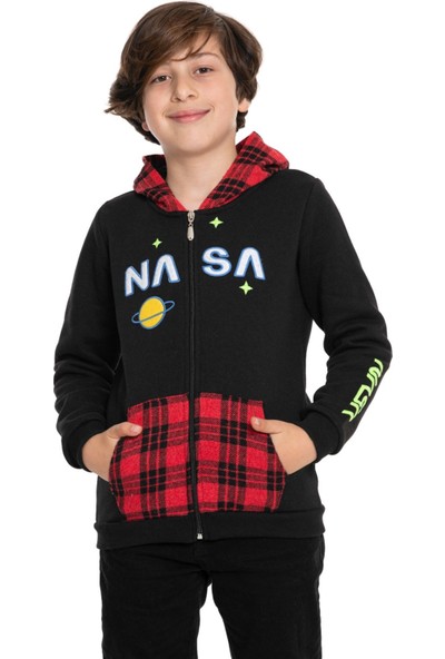 Cicitime Ekoseli Nasa Nakışlı Fermuarlı Eşofman Üstü