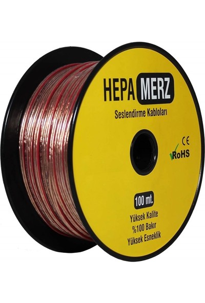 Hepa Merz HPS-2150 Bakır Ses Hoparlör Kablosu 2x1.5 mm 100 Mt. Hepa Merz HPS-2150 Bakır Ses Hoparlör Kablosu 2x1.5 mm 100 Mt.