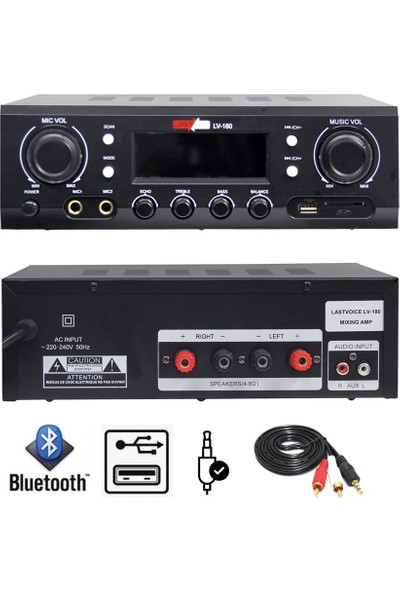 Lastvoice Lv-180 Stereo Mikser Anfi 2x180 Watt Usb Mp3 220V Lastvoice Lv-180 Stereo Mikser Anfi 2x180 Watt Usb Mp3 220V