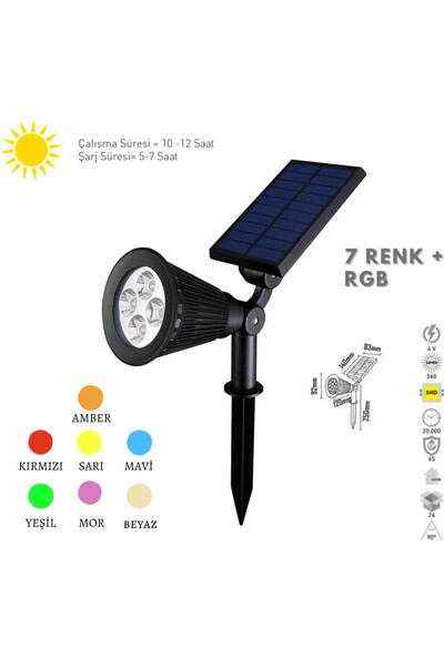 E.o.t. 7 - 10 Watt Solar Güneş Enerjili Kazıklı Çim Armatür Slc7 Renk Rgb E.o.t. 7 - 10 Watt Solar Güneş Enerjili Kazıklı Çim Armatür Slc7 Renk Rgb