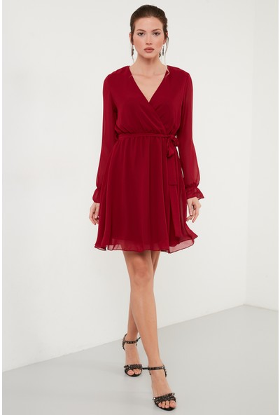Lela Kruvaze Yaka Bağlama Detaylı Şifon Mini Elbise Bayan Elbise 6051467 Lela Kruvaze Yaka Bağlama Detaylı Şifon Mini Elbise Bayan Elbise 6051467
